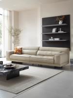China Modern Three Seat Art Deco Leather Sofa Straight Sectional Couch For Small Apartment for sale