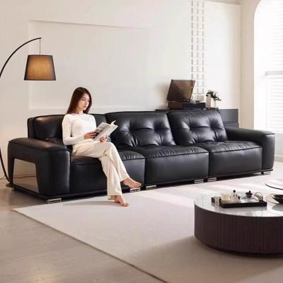 China OEM Design Modern Leather Straight Sectional Sofa art deco For Small Apartment for sale