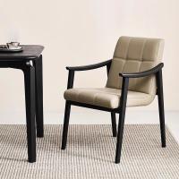 China Home High End PU Leather Modern Dining Chair Solid Wood Frame Master Chair for sale