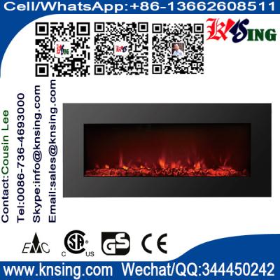 China Wall Mounted Electric Fireplace Heater Flat Tempered LED flame log effect WF-1340A indoor/room heater remote control for sale