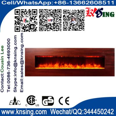 China Wall Mounted Electric Fireplace Heater mahogany LED flame log effect WF-1370 indoor/room heater remote control for sale