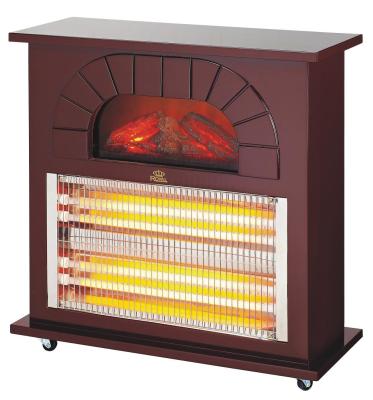 China infrared radiant quartz heater SYH-1607 2000W electric fireplace for room indoor saso/ce/coc certificate Alpaca Wooden for sale
