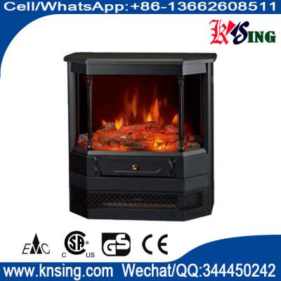 China Freestanding electric fireplace heater 3 sided real log flame effect Roman pillar EF332A  heating room/indoor heater for sale