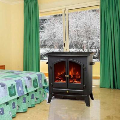 China Big MDF Freestanding Electric Fireplace Heater log stove ND-201 Flame chimenea electrica two doors indoor/room heater for sale
