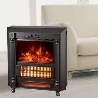 China Mobile Fireplaces electric heater fire log electric stove NDY-20 flame effect room Heater Quartz tube infrared wheels for sale