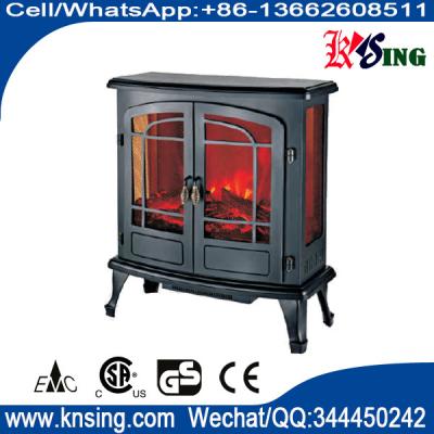 China 3 sided Electric Fireplace SF-28 real log LED flame Indoor heater double door home decor for sale