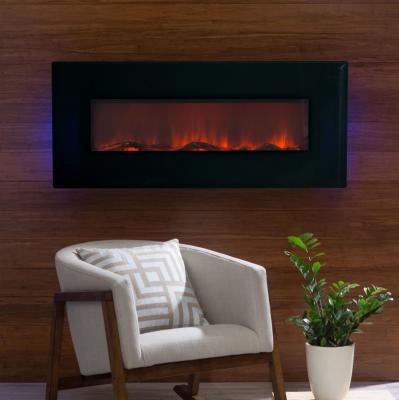 China led flame electric  fireplace wall mount TV heater modern  black  remote control 50