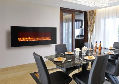 China electric fireplace heater long linear contemporary Modern Flames wall mounted big size real coal log fuel decor home for sale