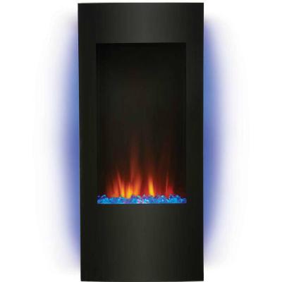 China Black Curved Tempered Glass Standing Wall Mounted Electric Fireplace Heater(sliver sand) WF-1323 LED flame effect for sale