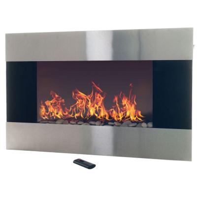 China stainless steel Wall Mounted Electric Fireplace Heater EF-14  Pebbles home decoration LED realistic flame and back light for sale