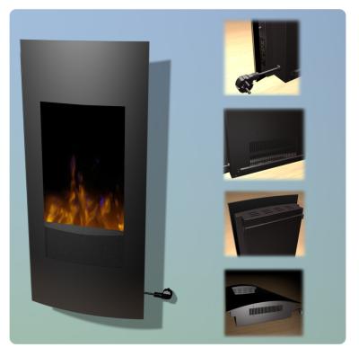 China Electric Fireplace  WF-1323  Standing Wall Mounted Curve  Sliver Sand Multi color LED flame living room for sale