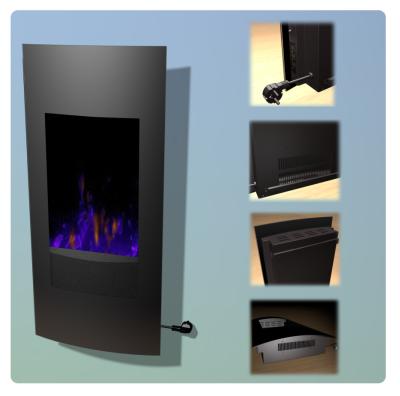 China Standing Curved Wall Mounted Electric Fireplace Heater Sliver Sand WF-1323 Multi color LED flame living room for sale