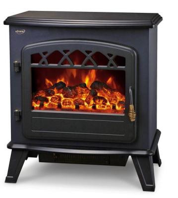 China electric fireplace heater log burning flame effect antique stove ND-181M cheap space room heater black cast for sale