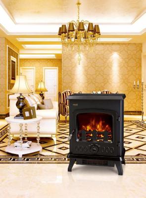 China electric fireplace heater 3D LED flame effect real log antique stove ND-188 freestanding black cast space room heater for sale