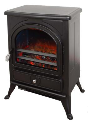 China electric fireplace heater 3D LED flame effect real log antique stove ND-187 freestanding black cast space room heater for sale