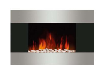 China Fire flame stainless steel Wall Mounted Electric Fireplace Heater EF421SL  Pebbles room heater  home decoration for sale