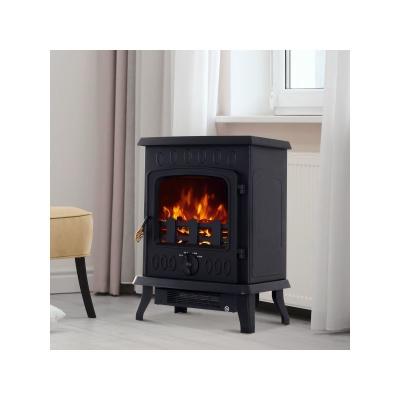 China electric fireplace heater 3D LED flame effect real log antique stove ND-188T freestanding black cast space room heater for sale
