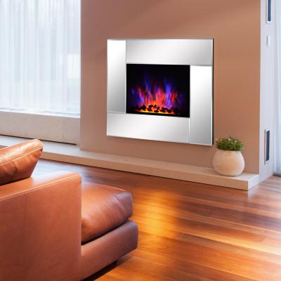 China Wall Mount Electric Fireplace Heater  Mirror panel LED flame EF452K remote control pebbles room heater for sale