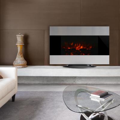 China Wall Mounted Electric Fireplace Stainless Steel Panel LED Flame effect ROOM Heater back light Table style EF420SLB-TV for sale