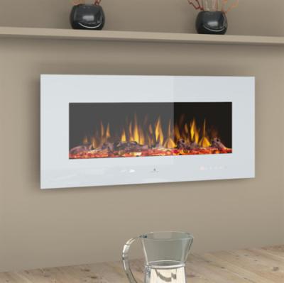 China Wall Mounted Electric Fireplace WHITE front WF-1350T indoor/room heater LED Flame remote control touch panel LOG FUEL for sale
