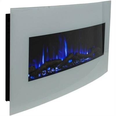 China Wall Mounted Electric Fireplace WHITE front WF-1350 indoor/room heater MULTI COLORFUL LED Flame LOG/CRYSTAL STONE FUEL for sale