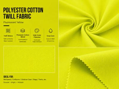 China Wrinkle-resistant Low Shrinkage 210g Weight Polyester-Cotton Blend Twill Fabric for Workwear and Uniforms for sale