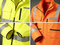 China Oil-Resistant Hi-Vis Work Jacket with Multi-Segment Reflective Tapes and 80% Polyester 20% Cotton Fabric for sale