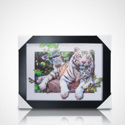 China 3D Lenticular Tiger Poster 30×40cm with Black Frame - Custom 5D Animation Effects for Home Decoration for sale