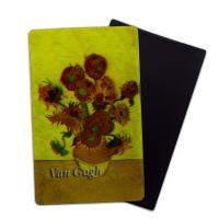 China Van Gogh Sunflower 3D Lenticular Magnets 5.5×8cm to 7.7×11cm with 0.6mm PET and 0.65mm Rubber Magnet Backing for sale