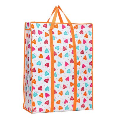 China Customized Size Printing PP Woven Zip Shopping Polypropylene Bags With Logo for sale
