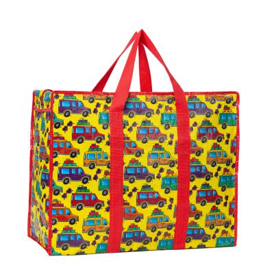 China Customized Size Printing Design Pp Woven Zip Shopping Polypropylene Bags Supplier for sale