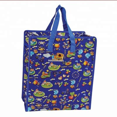 China 50cm Large PP Woven Shopping Bag Shopping Tote Bag With Gusset Zip for sale