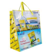 China Eco Friendly Customized Zipper Closure Laminated Woven Tote Bag With Woven Handle for sale