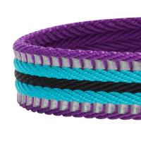 China 3M Reflective Soft Nylon Dog Collar Multi Colored Stripe Customized Size for sale