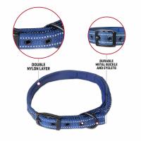 China Padded Reflective Soft Nylon Dog Collar With Adjustable Stainless Steel Hardware for sale