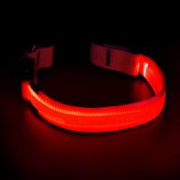 China Customized Color LED Dog Collar USB Rechargeable , Nylon LED Pet Dog Collar for sale