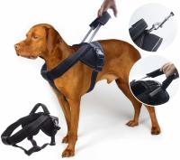 China Heavy Duty Nylon Dog Harness Soft Padded With Special Extended Integrated Short Leash Design for sale