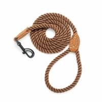 China Soft Cotton Fabric Handmade Leather Dog Leads Eco Friendly Customized Logo for sale