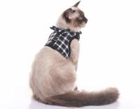China Cute British Style Soft Fabric Cat Harness Collar for sale