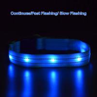 China Nylon LED Dog Collar USB Rechargeable , Waterproof Light Up Dog Collar for sale