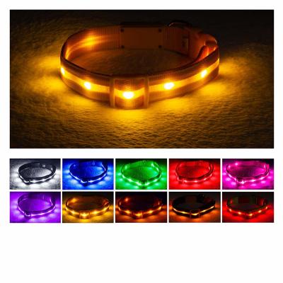 China Reflective LED Dog Collar USB Rechargeable Water Resistant Running Over 8 Hours for sale