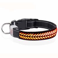 China PU Leather Rechargeable Flashing Dog Collars Nylon Webbing For Medium Large Dog for sale
