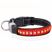 China PU Leather Rechargeable Flashing Dog Collars Nylon Webbing For Medium Large Dog for sale