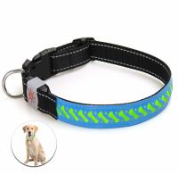 China PU Leather Rechargeable Flashing Dog Collars Nylon Webbing For Medium Large Dog for sale