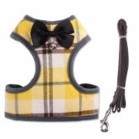 China Pet Dog Cat Plaid Bowtie Harness Vest Escape-proof XS Harnesses for Puppy & Kitten for sale