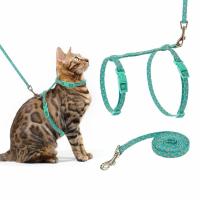 China Hand Made Fabric Cat Harness Collar With Leash Set Fashion Design Easy To Wash for sale