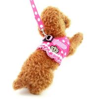 China Puppy Cat Small Girl Dog Dots Vest Harness Leash Set Mesh Padded No Pull Lead for sale