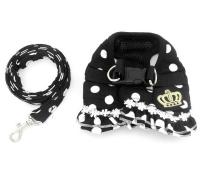 China Puppy Cat Harness Collar Small Girl Dog Dots Vest With Leash Mesh Padded Breathable for sale