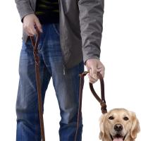 China Luxury Handmade Dog Leather Leashes Easy Control Braided Style Comfortable Hand Feeling for sale