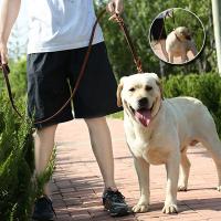 China Luxury Handmade Dog Leather Leashes Easy Control Braided Style Comfortable Hand Feeling for sale